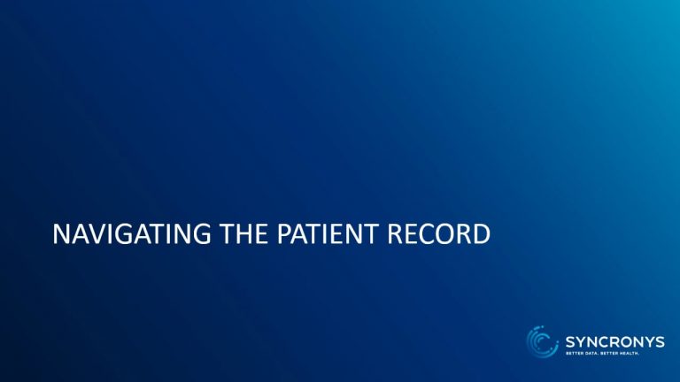 Onboarding – SYNCRONYS – Better Data. Better Health.