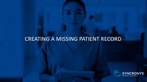 Onboarding – SYNCRONYS – Better Data. Better Health.